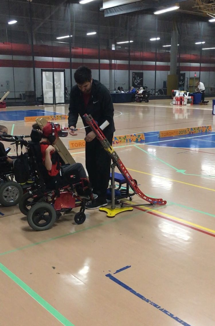 A young boccia player from Canada using our X-clusive boccia ramp rolls ...